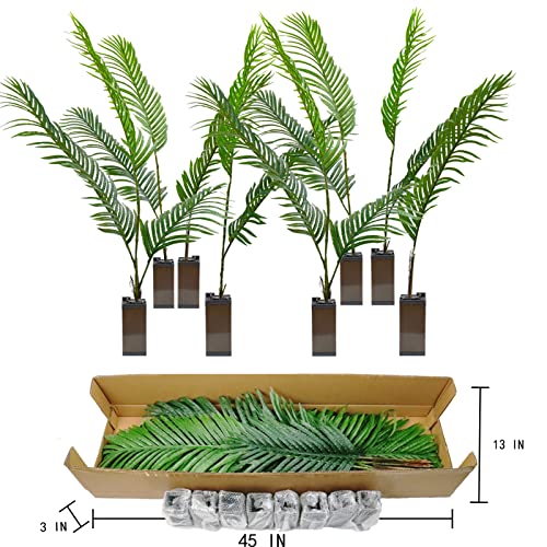 REGIS Artificial Areca Palm Plant, 4FT Fake Palm Tree Plant in Pot, Potted Faux Topiary Silk Tree for Indoor Entryway Decor Outdoor Home Office Gift，2 Pack