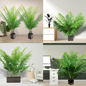 REGIS Artificial Areca Palm Plant, 4FT Fake Palm Tree Plant in Pot, Potted Faux Topiary Silk Tree for Indoor Entryway Decor Outdoor Home Office Gift，2 Pack