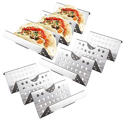 Viwehots Taco Holders Set of 3 - Stainless Steel Taco Stand Rack Tray Style, Taco Rack Holds Up to 3, Oven Taco Holders Safe for Baking, Dishwasher and Grill Safe