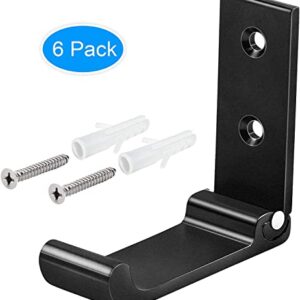 AMMAKER Folding Coat Hooks - 8 Pack Foldable Wall Hooks Aluminum Alloy Wall Mounted Coat Clothes Hook, Heavy Duty Coat Hanger Home Storage Hooks w/ Screws for Jacket Towel Key Bags Headset, Black