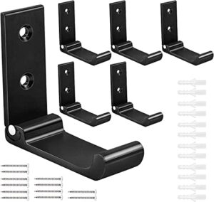 ammaker folding coat hooks - 8 pack foldable wall hooks aluminum alloy wall mounted coat clothes hook, heavy duty coat hanger home storage hooks w/ screws for jacket towel key bags headset, black