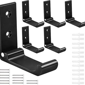 AMMAKER Folding Coat Hooks - 8 Pack Foldable Wall Hooks Aluminum Alloy Wall Mounted Coat Clothes Hook, Heavy Duty Coat Hanger Home Storage Hooks w/ Screws for Jacket Towel Key Bags Headset, Black