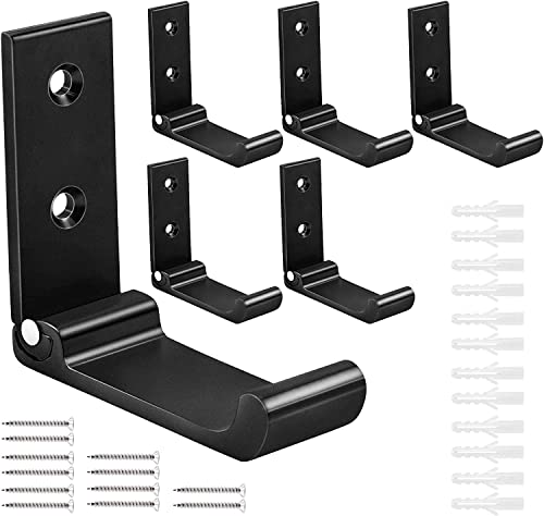 AMMAKER Folding Coat Hooks - 8 Pack Foldable Wall Hooks Aluminum Alloy Wall Mounted Coat Clothes Hook, Heavy Duty Coat Hanger Home Storage Hooks w/ Screws for Jacket Towel Key Bags Headset, Black