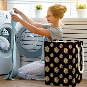 Laundry Hamper Glitter Dots Pattern Collapsible Laundry Baskets Firm Washing Bin Clothes Storage Organization for Bathroom Bedroom Dorm