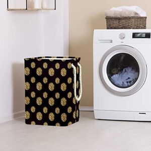 Laundry Hamper Glitter Dots Pattern Collapsible Laundry Baskets Firm Washing Bin Clothes Storage Organization for Bathroom Bedroom Dorm