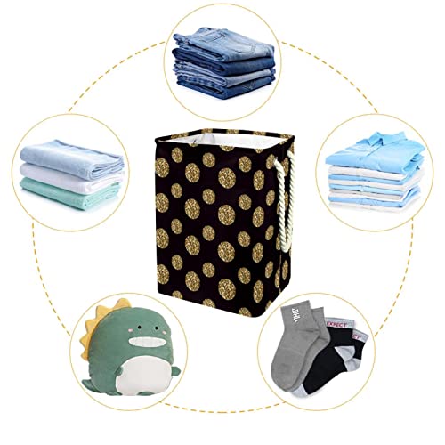 Laundry Hamper Glitter Dots Pattern Collapsible Laundry Baskets Firm Washing Bin Clothes Storage Organization for Bathroom Bedroom Dorm