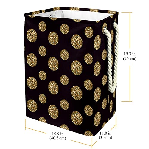 Laundry Hamper Glitter Dots Pattern Collapsible Laundry Baskets Firm Washing Bin Clothes Storage Organization for Bathroom Bedroom Dorm