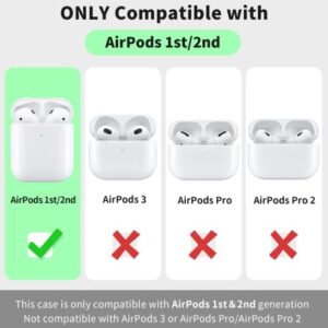 Foweroty Airpods Case Cover, Clear Soft TPU Protective Cover Compatible with Apple AirPods 1/2 Wireless Charging Case with Keychain (Clear)