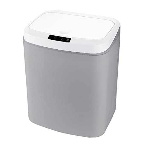 Automatic Garbage Can Motion Sensor Bathroom Trash Can Touchless Bathroom Trash Can 15L/4gallon Smart Trash Bin with Lid Slim Plastic Narrow Garbage Can for Living Room, Bedroom, Office, Toilet, RV (Grey)