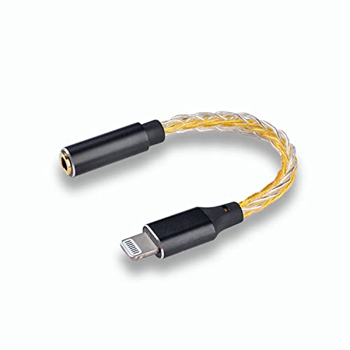 JCALLY JM08L HiFi Earphone Amplifier 3.5mm to Lightninng Earphone Adapter with MFI Certification (Gold Silver Mix)