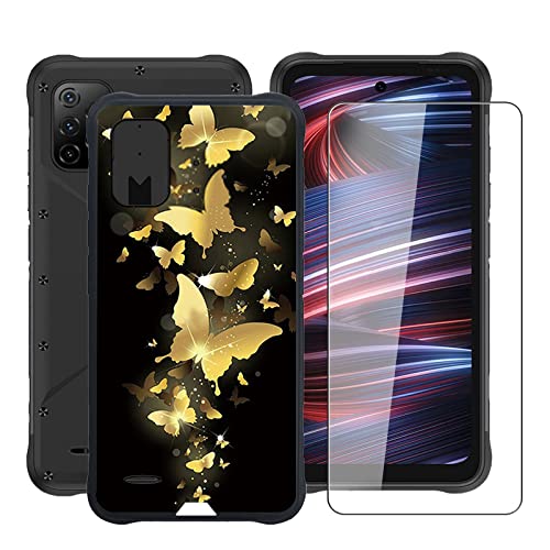 AQGG Tempered Glass Film + Cover for Umidigi Bison GT2 Pro 5G [6.50"], 9H Hardness Screen Protector and Soft Silicone Case Bumper Shell Black Flexible Phone Protective TPU Cases-Romantic Sky