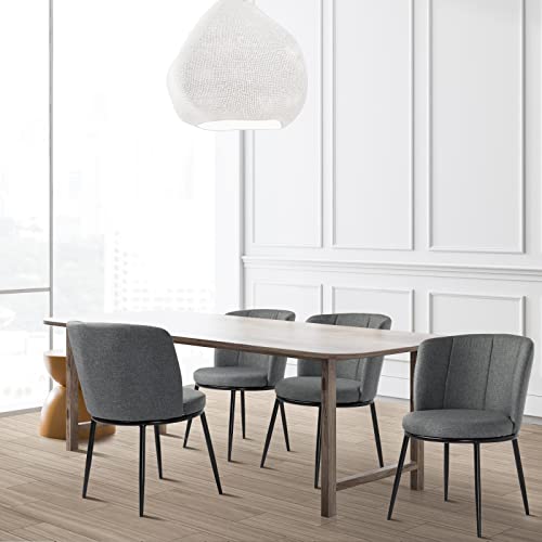 VINGLI Grey Dining Chairs Set of 2,Mid Century Modern Kitchen&Dining Room Chairs,Upholstered Fabric Dining Room Armless Chair for Home Kitchen,Living Room