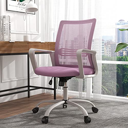 Office Chair, Desk Chair Home Office Chair Mesh Computer Chair Ergonomic Office Chair with Lumbar Support Armrests, Mid Back Task Chair Adjustable Swivel Rolling Chair for Home Office, Living Room