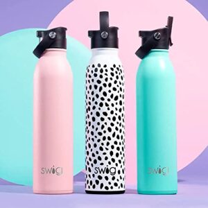 Swig Life 20oz Insulated Water Bottle with Straw & Flip + Sip Handle | Leak Proof, Dishwasher Safe, Cup Holder Friendly, Stainless Steel Water Bottle in Dipsy Daisy