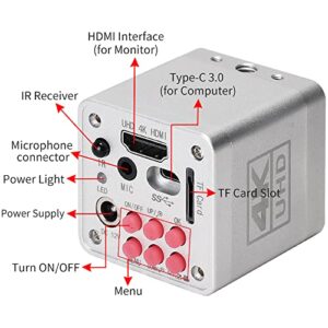 HAYEAR 1/1.8 inch IMX334 Sensor 4K Camera 41MP Industrial HDMI Camera USB Type C Digital Microscope Camera 1/125 High Speed Exposure Time for Mother Board PCB Repair