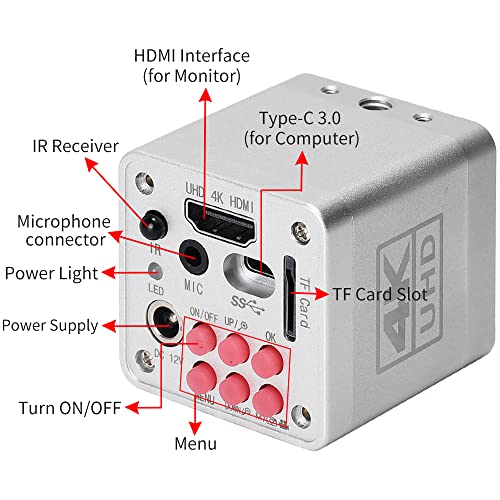 HAYEAR 1/1.8 inch IMX334 Sensor 4K Camera 41MP Industrial HDMI Camera USB Type C Digital Microscope Camera 1/125 High Speed Exposure Time for Mother Board PCB Repair