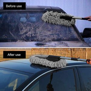 ZTB Car Cleaning Brush, Portable Washable Window Duster with Extendable Retractable Rod for Cleaning, Waxing, Dustproof, Etc (Gray), ZTB Car Cleaning Brush, Portable Washable Window DDuster Car D