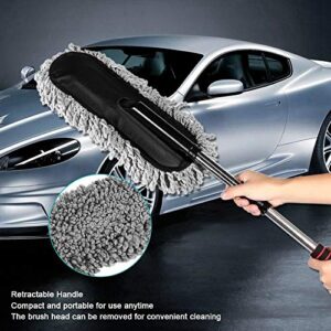 ZTB Car Cleaning Brush, Portable Washable Window Duster with Extendable Retractable Rod for Cleaning, Waxing, Dustproof, Etc (Gray), ZTB Car Cleaning Brush, Portable Washable Window DDuster Car D