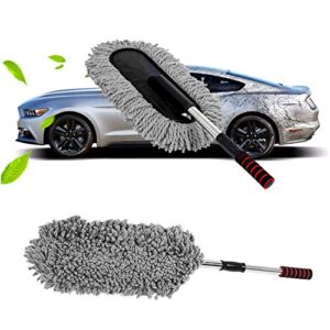 ZTB Car Cleaning Brush, Portable Washable Window Duster with Extendable Retractable Rod for Cleaning, Waxing, Dustproof, Etc (Gray), ZTB Car Cleaning Brush, Portable Washable Window DDuster Car D