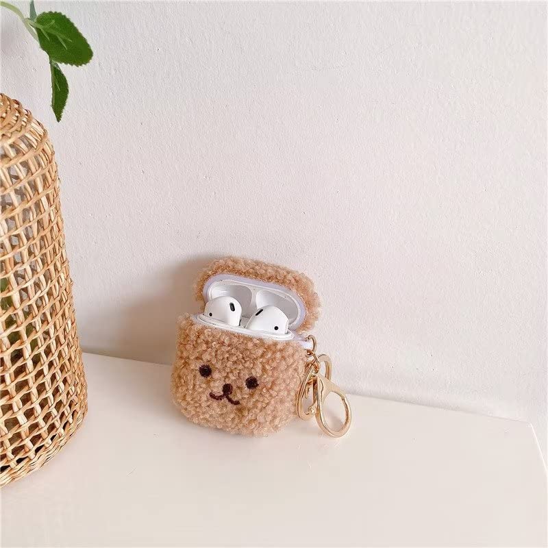 Plush Doll for Airpod 3 Case, Cute Soft Fur Fluffy Cartoon Animals Pet Case Unique Stylish Plush Doll for Airpods 3rd Gen Cartoon Headphones Cover for Girls Women Friends Best Gift Dog Brown