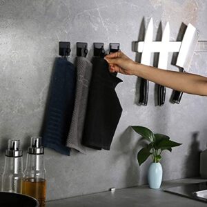 Adhesive Hooks - 5 Pack Heavy Duty Wall Hooks Waterproof Stainless Steel Hooks for Hat Towel Robe Hooks Rack Wall Mount - Bathroom Kitchen Home Hotel Office Cabinet and Bedroom Matte BLACK01