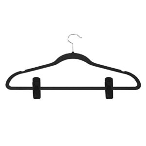 Velvet Hangers Pack of 20 – Premium Clip Hangers 20 Pack – Non-Slip and Practical Black Velvet Hanger Ideal for Pants, Baby Clothes, Skirts, Dresses – Multipurpose Clothing Hangers