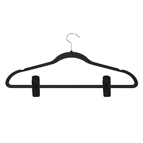 Velvet Hangers Pack of 20 – Premium Clip Hangers 20 Pack – Non-Slip and Practical Black Velvet Hanger Ideal for Pants, Baby Clothes, Skirts, Dresses – Multipurpose Clothing Hangers