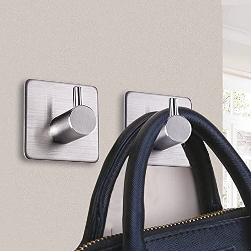 Adhesive Hooks - 5 Pack Heavy Duty Wall Hooks Waterproof Stainless Steel Hooks for Hat Towel Robe Hooks Rack Wall Mount - Bathroom Kitchen Home Hotel Office Cabinet and Bedroom CHROM01