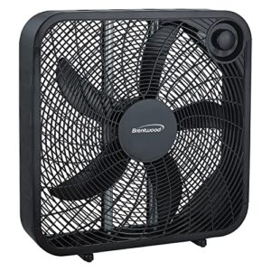 brentwood kool zone f-20sb f-20s 3-speed 60-watt 20-in. box fan (jet black)