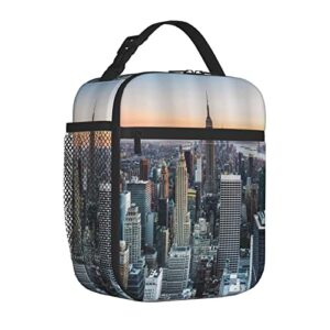 rportable lunch bag for women/men insulated,new york city manhattan cityscape contemporary artistic sunset la,insulatedreusable lunch box for office work school picnic beach,leakproof cooler tote bag