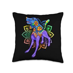 mexico mexican spirit guide alebrijes dog co. mexican mexico alebrije dog throw pillow, 16x16, multicolor