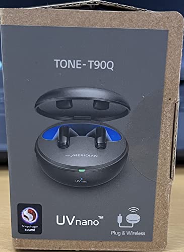 LG TONE Free True Wireless Bluetooth Earbuds T90 - Adaptive Active Noise Cancelling Earbuds with Dolby Atmos, Black, Small