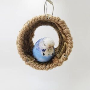 woven straw bird tunnel, bird chewing toy, handmade grass bird tent snuggle toy natural hanging hammock swing nest for parrot cockatiel parakeet lovebird finch