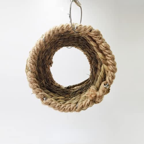 Woven Straw Bird Tunnel, Bird Chewing Toy, Handmade Grass Bird Tent Snuggle Toy Natural Hanging Hammock Swing Nest for Parrot Cockatiel Parakeet Lovebird Finch