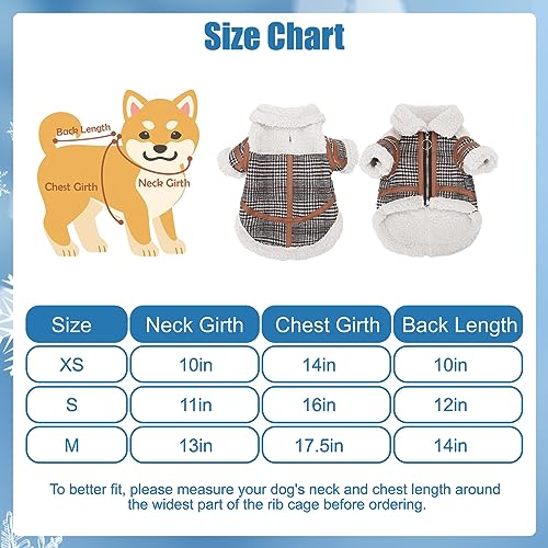 KOOLTAIL Plaid Dog Winter Coat - Soft Warm Dog Jacket Cold Weather Dog Clothes Pet Apparel for Small Medium Dogs, Black Small