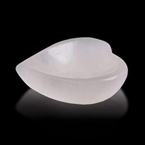 northlandz natural selenite bowl heart shape selenite crystal - 10 cm for reiki healing meditation decoration, white