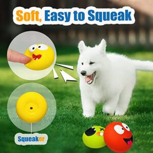 HOLYSTEED Squeaky Dog Toy for Small Dogs, Rubber Latex Puppy Toys Small Dog Toys, Soft Small Dog Squeaky Toys, Smile Face Squeaky Dog Balls Flat 6 PCS (2.1 * 2.1 * 1.3inch, for Mini, Small Breeds)