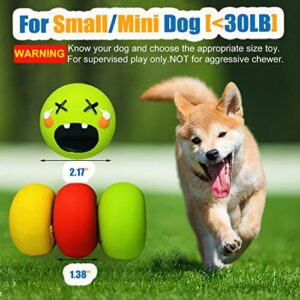 HOLYSTEED Squeaky Dog Toy for Small Dogs, Rubber Latex Puppy Toys Small Dog Toys, Soft Small Dog Squeaky Toys, Smile Face Squeaky Dog Balls Flat 6 PCS (2.1 * 2.1 * 1.3inch, for Mini, Small Breeds)