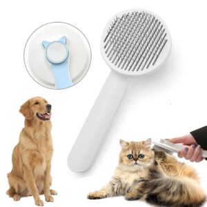 cat brush for grooming shedding dog brush cat hair brush cat comb for indoor cat slicker brush for dogs pet brush puppy small dog self cleaningpet brush dog brush for shedding (blue)