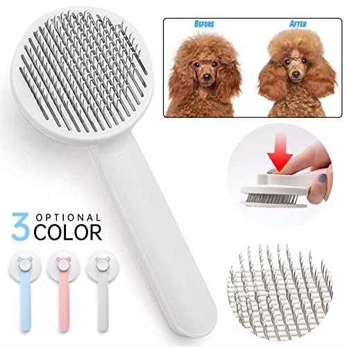 cat brush for grooming shedding dog brush cat hair brush cat comb for indoor cat slicker brush for dogs pet brush puppy small dog self cleaningpet brush dog brush for shedding (Blue)