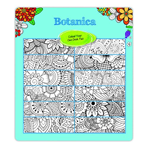 Blueline 2023 DoodlePlan Monthly Coloring Desk Pad Calendar, 12 Months, January to December, 22" x 17", Botanica Designs (C2917311-23), Black/White