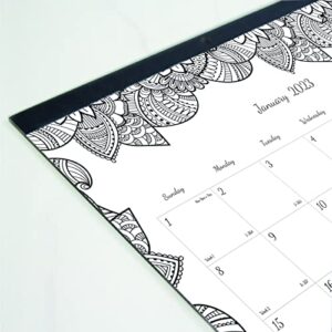 Blueline 2023 DoodlePlan Monthly Coloring Desk Pad Calendar, 12 Months, January to December, 22" x 17", Botanica Designs (C2917311-23), Black/White