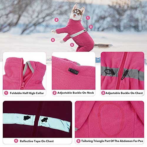 IDOMIK Dog Winter Coat Polar Fleece Clothes Windproof Full Body Pullover Jacket,Pet Cold Weather Warm Vest Onesie Jumpsuit Pajamas Apparel Outfit,High Collar Reflective Snowsuit Sweater For Small Dogs