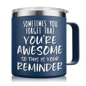 nowwish inspirational gifts for men, sometimes you forget you're awesome coffee mug, funny gifts for him husband, dad, boyfriend on valentines day christmas - navy blue