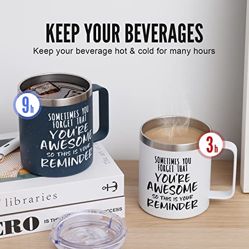 NOWWISH Inspirational Gifts for Men, Sometimes You Forget You're Awesome Coffee Mug, Funny Gifts for Him Husband, Dad, Boyfriend on Valentines Day Christmas - Navy Blue