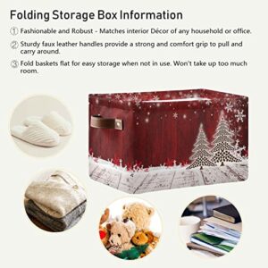 senya Christmas Basket with Handles, Christmas Coffee Tree Red Wooden Foldable Fabric Collapsible Storage Bins Organizer Bag for Storage Toy Clothes, one size x1