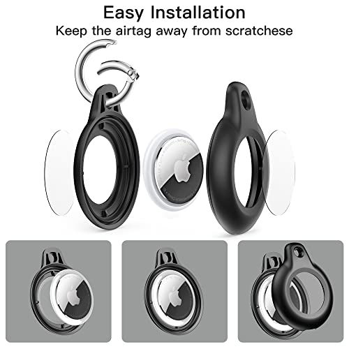 [4 Pack] Airtag Keychain for Apple Air Tag Holder IPX8 Waterproof Military-Grade Drop Shockproof Protective Cover Case Scratch Resistant for Pets, Dog, Keys, Cat, Luggage