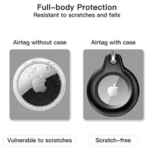 [4 Pack] Airtag Keychain for Apple Air Tag Holder IPX8 Waterproof Military-Grade Drop Shockproof Protective Cover Case Scratch Resistant for Pets, Dog, Keys, Cat, Luggage