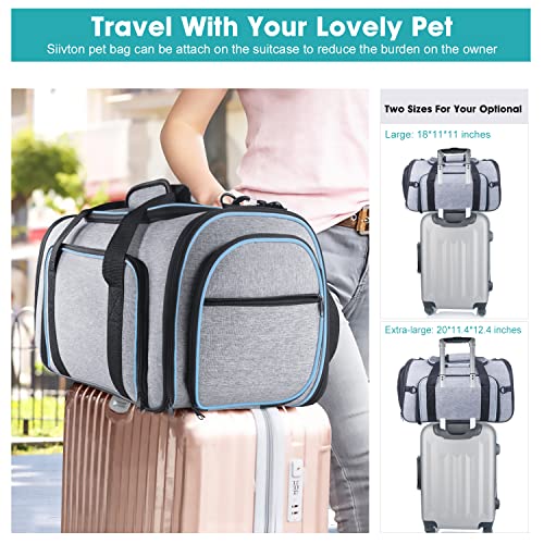 Pet Carrier Airline Approved,JuJubak 4 Sides Expandable Pet Carrier Soft-Sided Dog Cat Carrier Travel Bag with Shoulder Strap Fleece Pad for Cats, Puppy and Small Animals