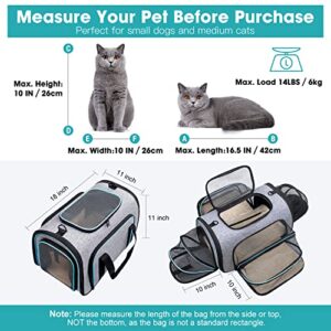 Pet Carrier Airline Approved,JuJubak 4 Sides Expandable Pet Carrier Soft-Sided Dog Cat Carrier Travel Bag with Shoulder Strap Fleece Pad for Cats, Puppy and Small Animals